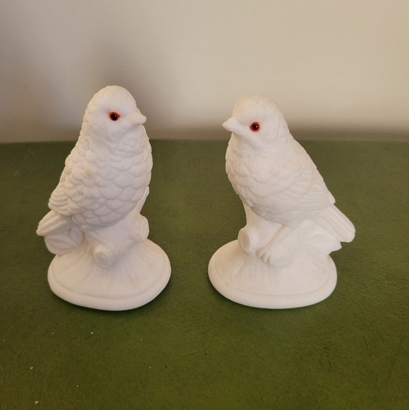 Art | Mid Century 196s Carved Alabaster White Bird Figurines W Glass ...